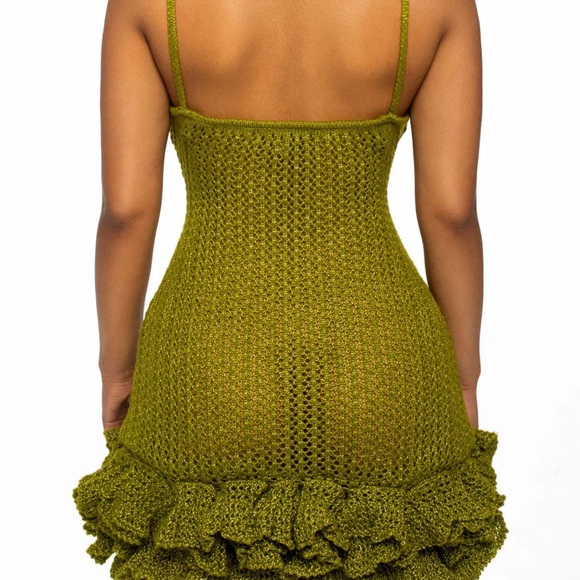 Hanifa | Dresses | Hanifa Green Tiered Ruffled Bodycon Mini Dress ...